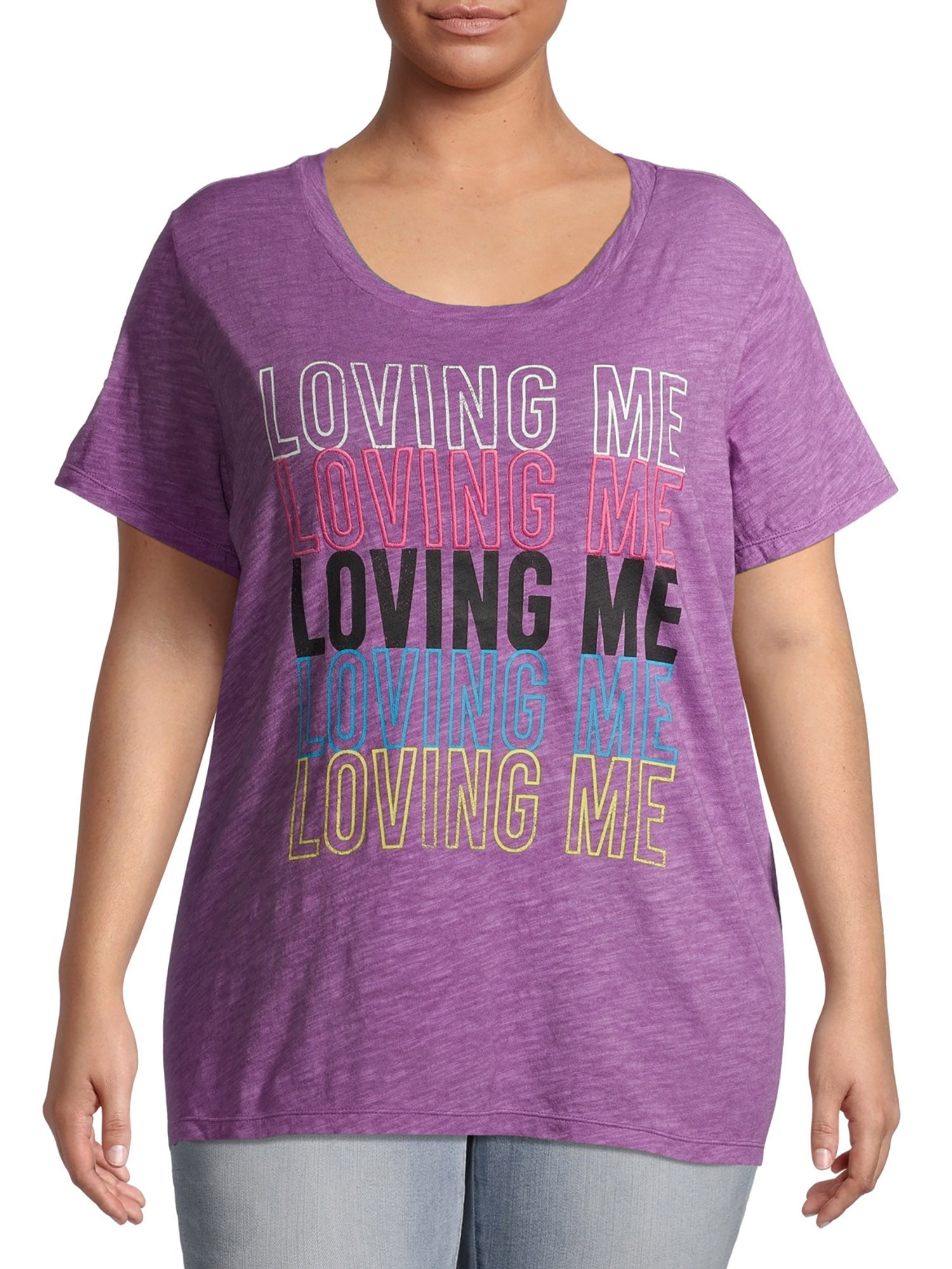 Terra & Sky Women's Plus Size Slub Graphic Tee - Walmart.com