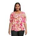 Terra And Sky Womens Plus Size Smocked Blouse With Keyhole Back Sizes