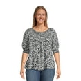 Terra And Sky Womens Plus Size Smocked Blouse With Keyhole Back Sizes