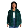 Terra & Sky Women's Plus Size Snap Front Faux Shearling Shacket ...