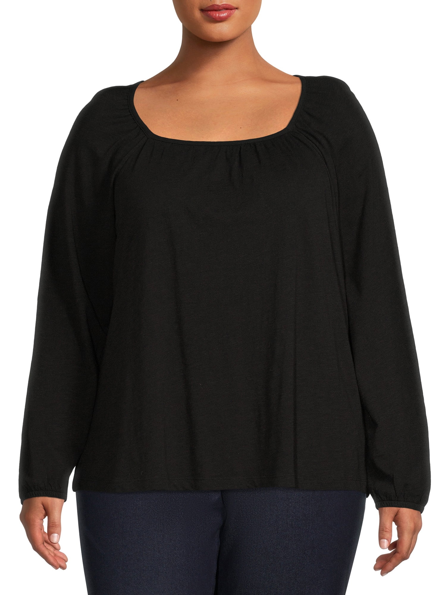 Terra & Sky Women's Plus Size Square Neck Knit Top - Walmart.com