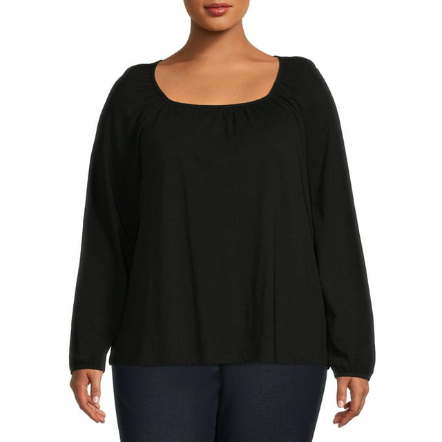 Terra & Sky Women's Plus Size Square Neck Knit Top - Walmart.com