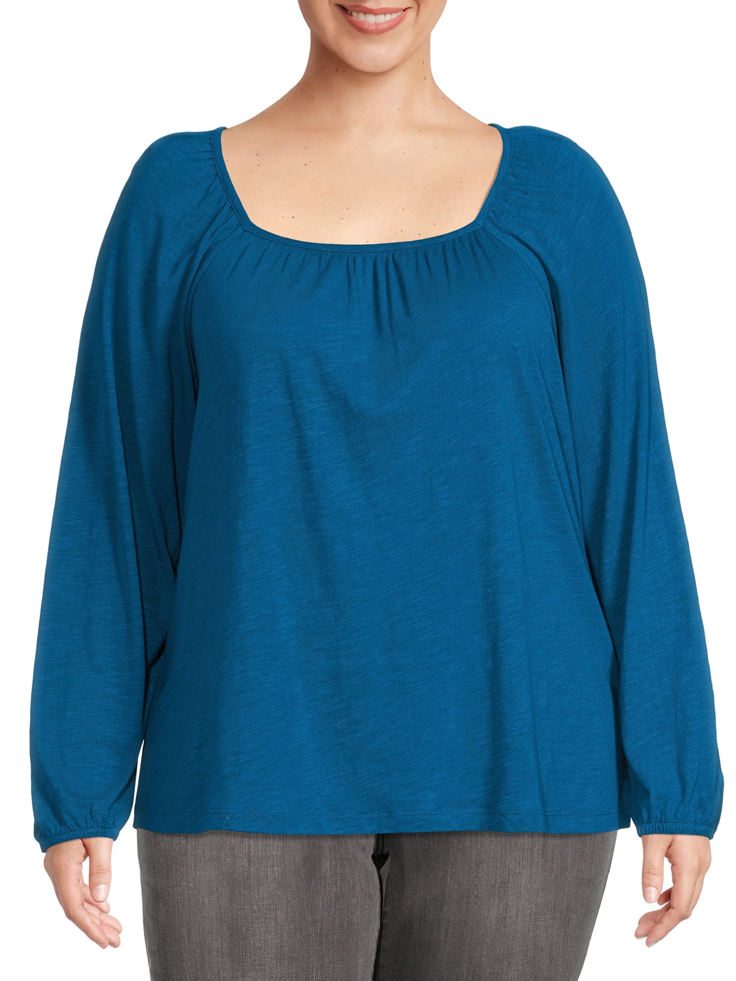 Terra & Sky women's Plus Size Square Neck Knit Top - Walmart.com