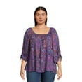 Terra And Sky Womens Plus Size Square Neck Ruched Top Sizes 0x 4x