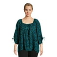 Terra & Sky Plus Size Square Neck Ruched Top, Relaxed Fit, Lightweight, Sizes 0X-4X - Walmart.com