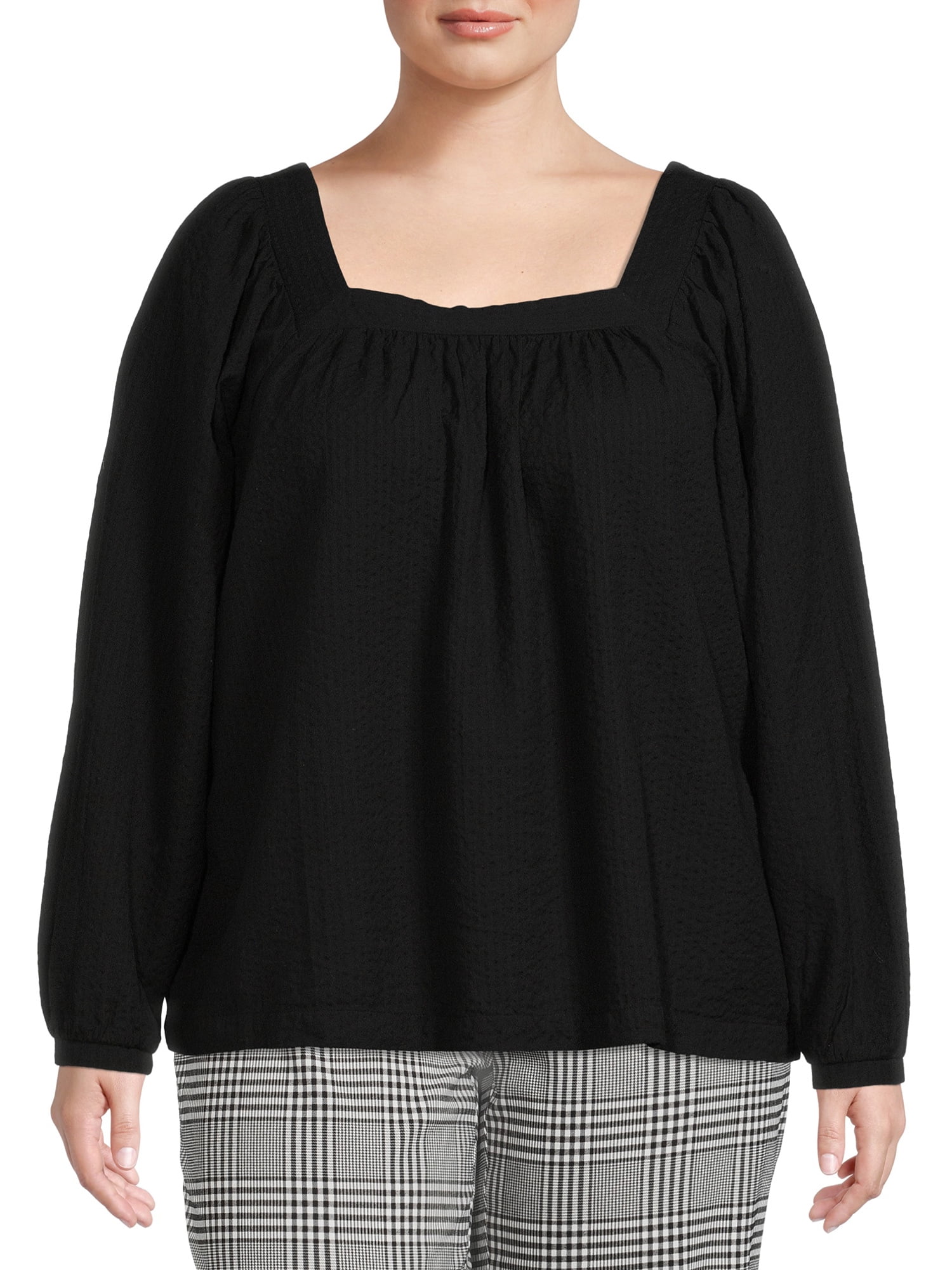 Terra & Sky Women's Plus Size Square Neck Top - Walmart.com