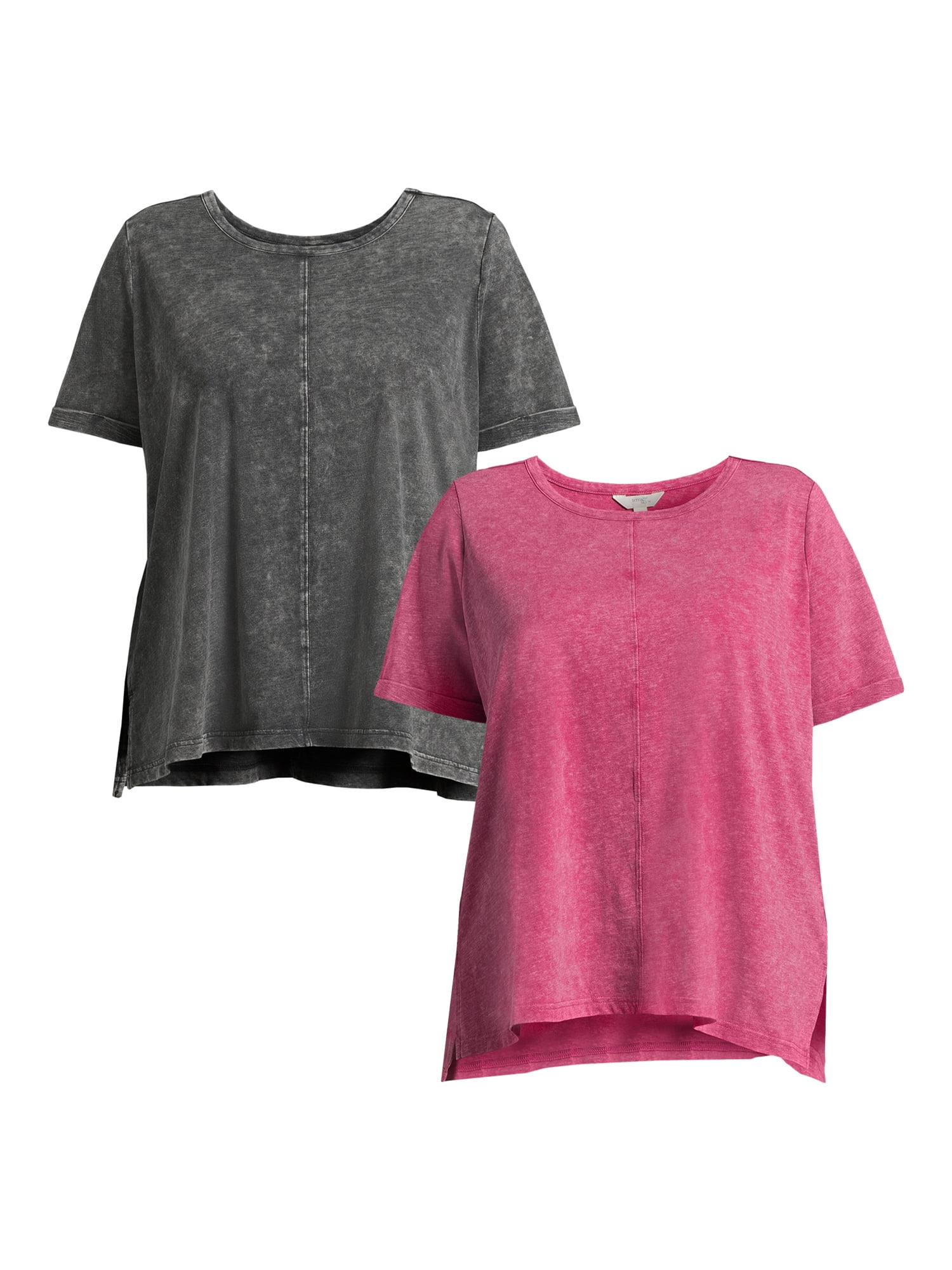 Terra & Sky Women's Plus Size Step Hem Tee with Rolled Cuff Elbow ...