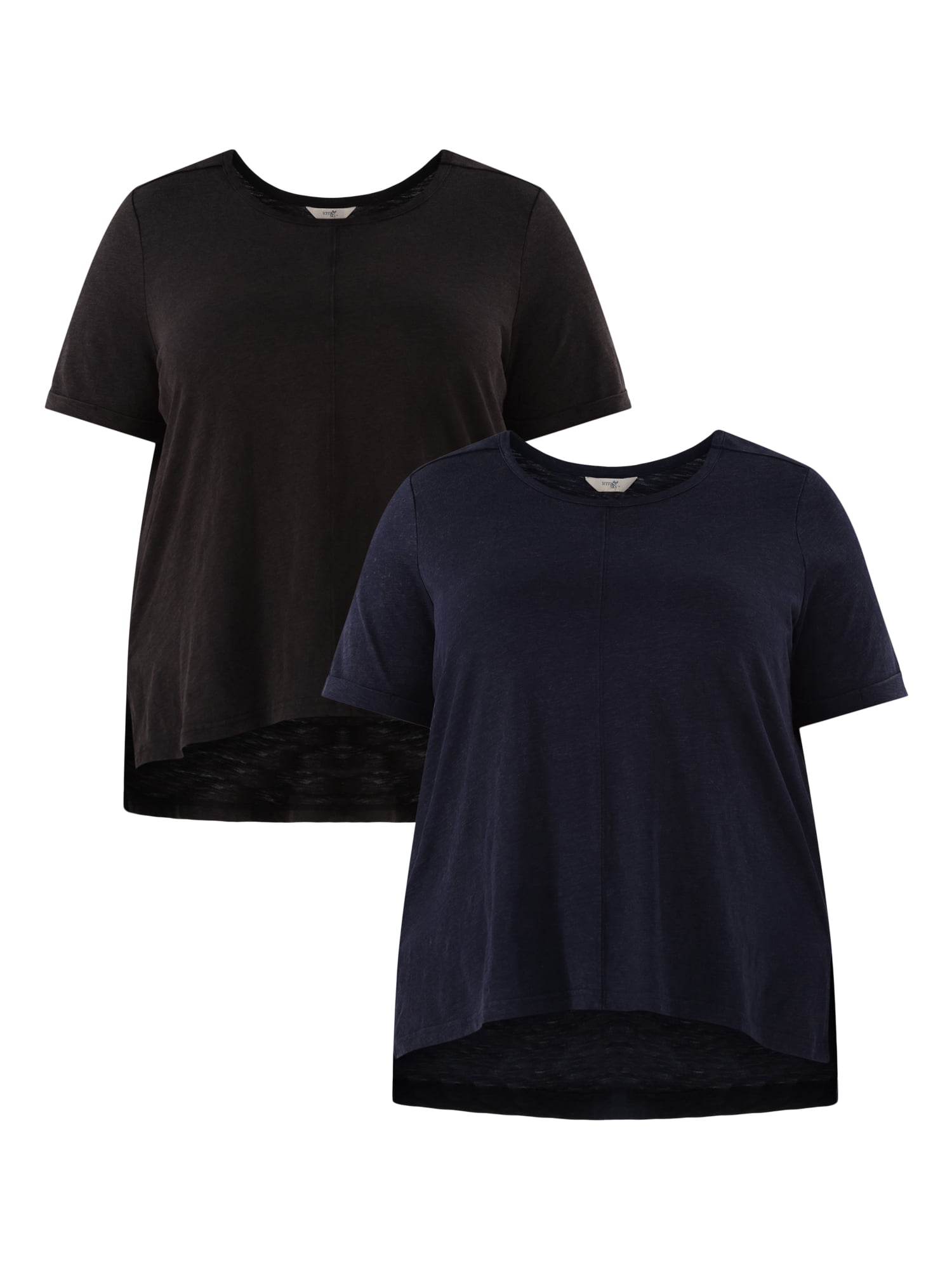 Terra & Sky Women's Plus Size Step Hem Tee with Short Sleeves, 2-Pack ...