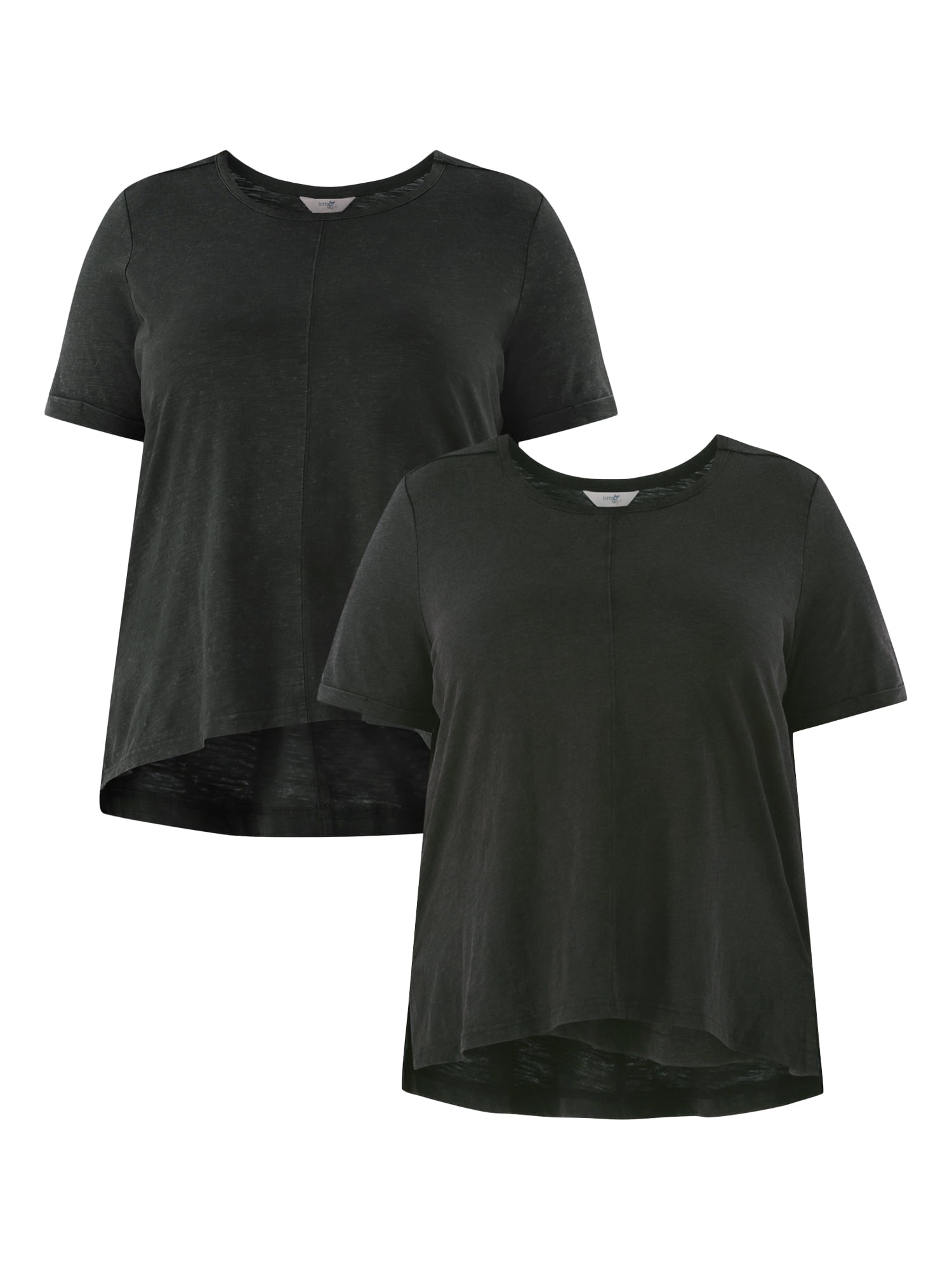 Terra & Sky Women's Plus Size Step Hem Tee with Short Sleeves, 2-Pack ...