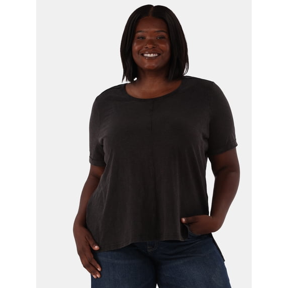 Terra & Sky Women's Plus Size Step Hem Tee - 0X-5X - Walmart.com