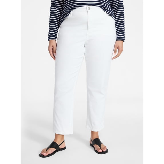 Terra & Sky Women's Plus High Rise Straight Jeans, Sizes 16W-28W ...