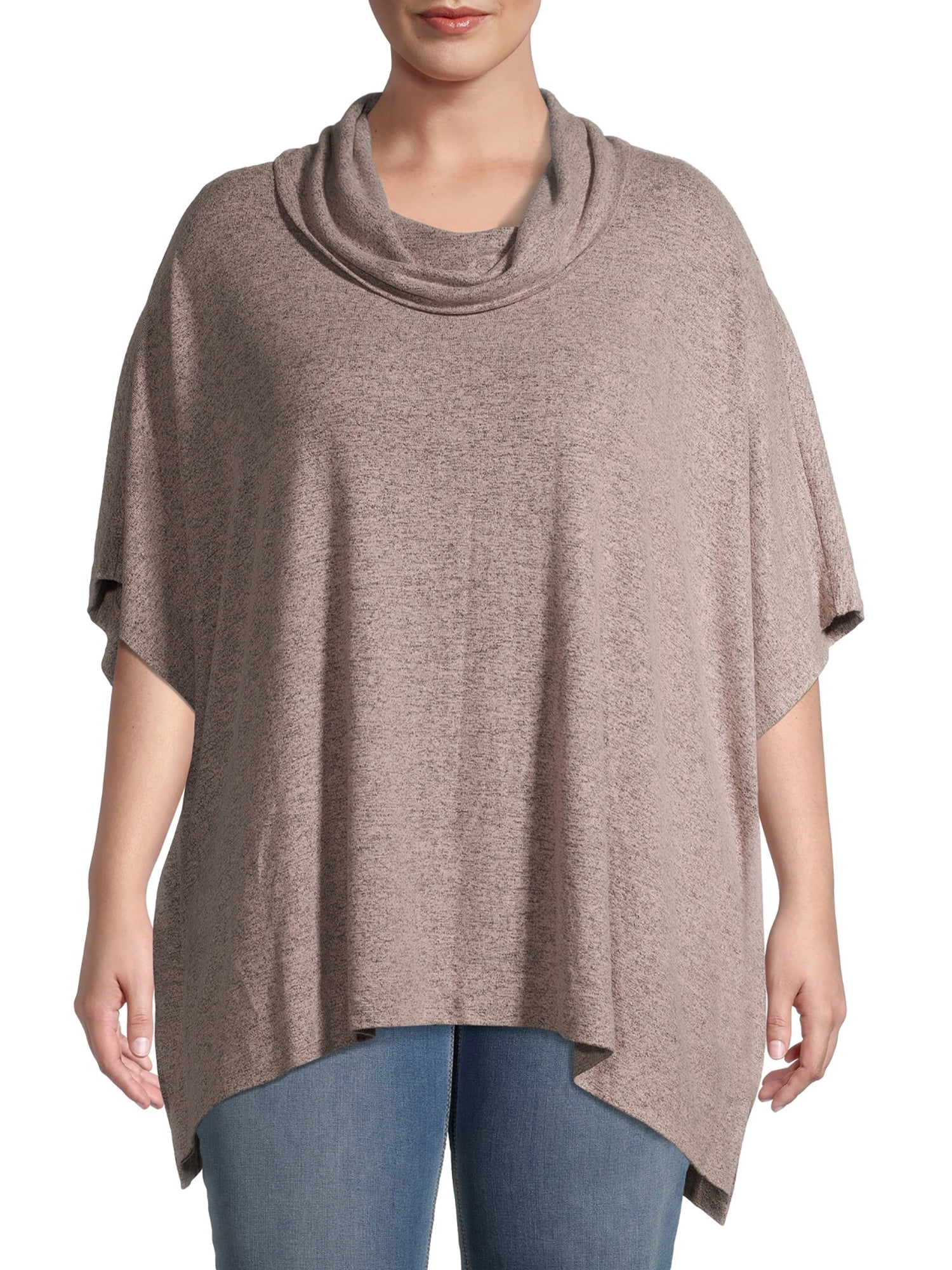 Terra & Sky Women's Plus Size Super Soft Hacci Poncho - Walmart.com