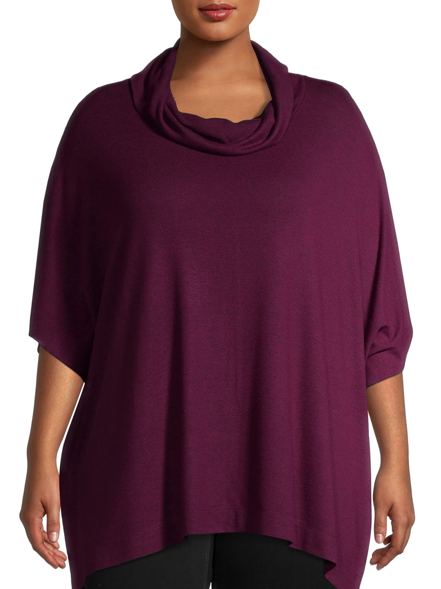 Terra & Sky Women's Plus Size Super Soft Hacci Poncho - Walmart.com