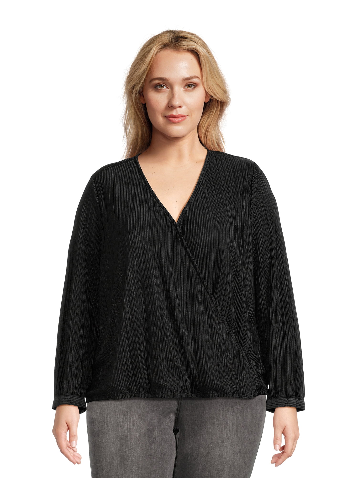 Terra & Sky Women's Plus Size Surplice Top, Sizes 0X-4X - Walmart.com