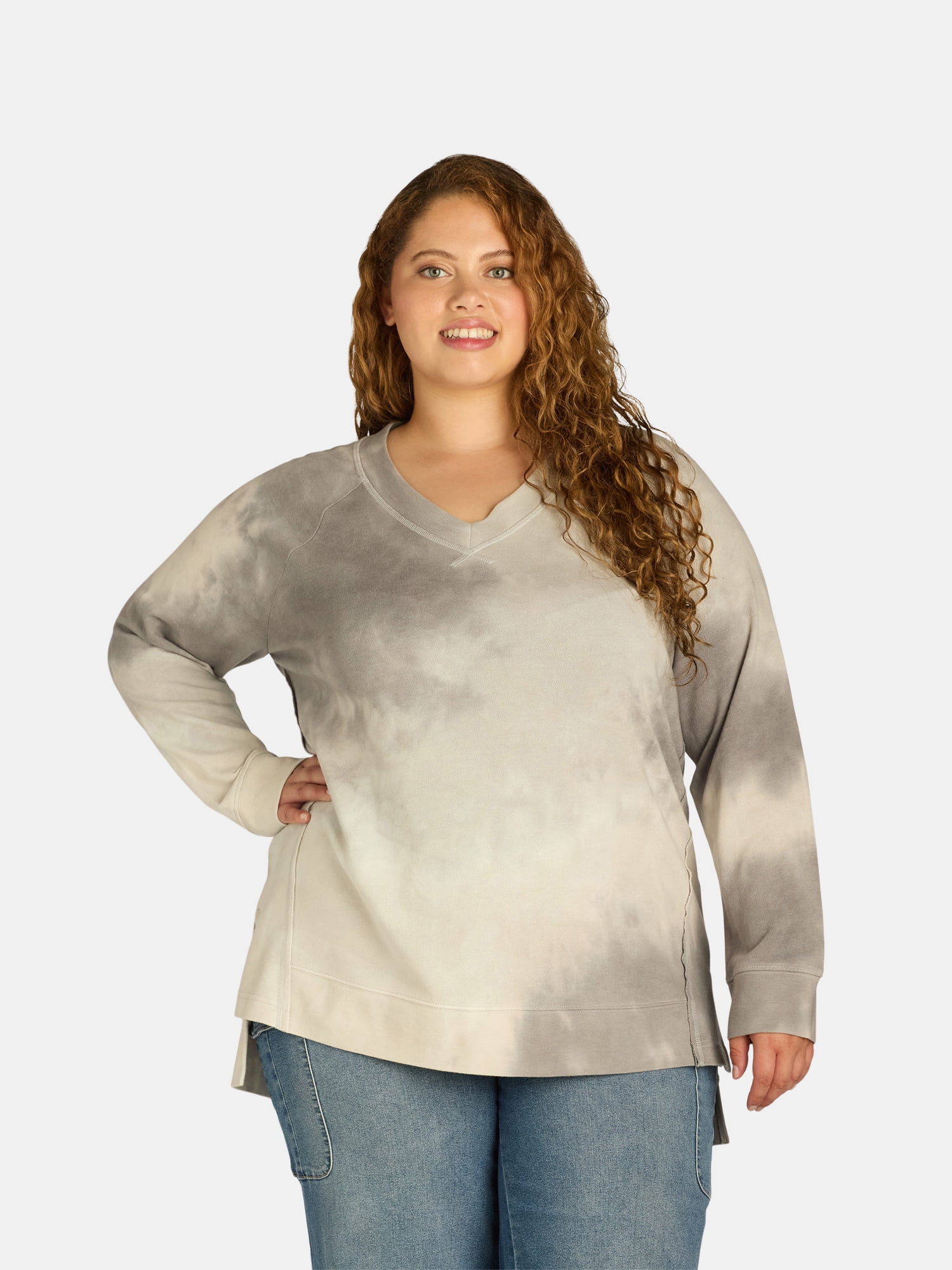 Terra & Sky Women's Plus Size Sweatshirt with Long Sleeves, Sizes 0X-4X ...
