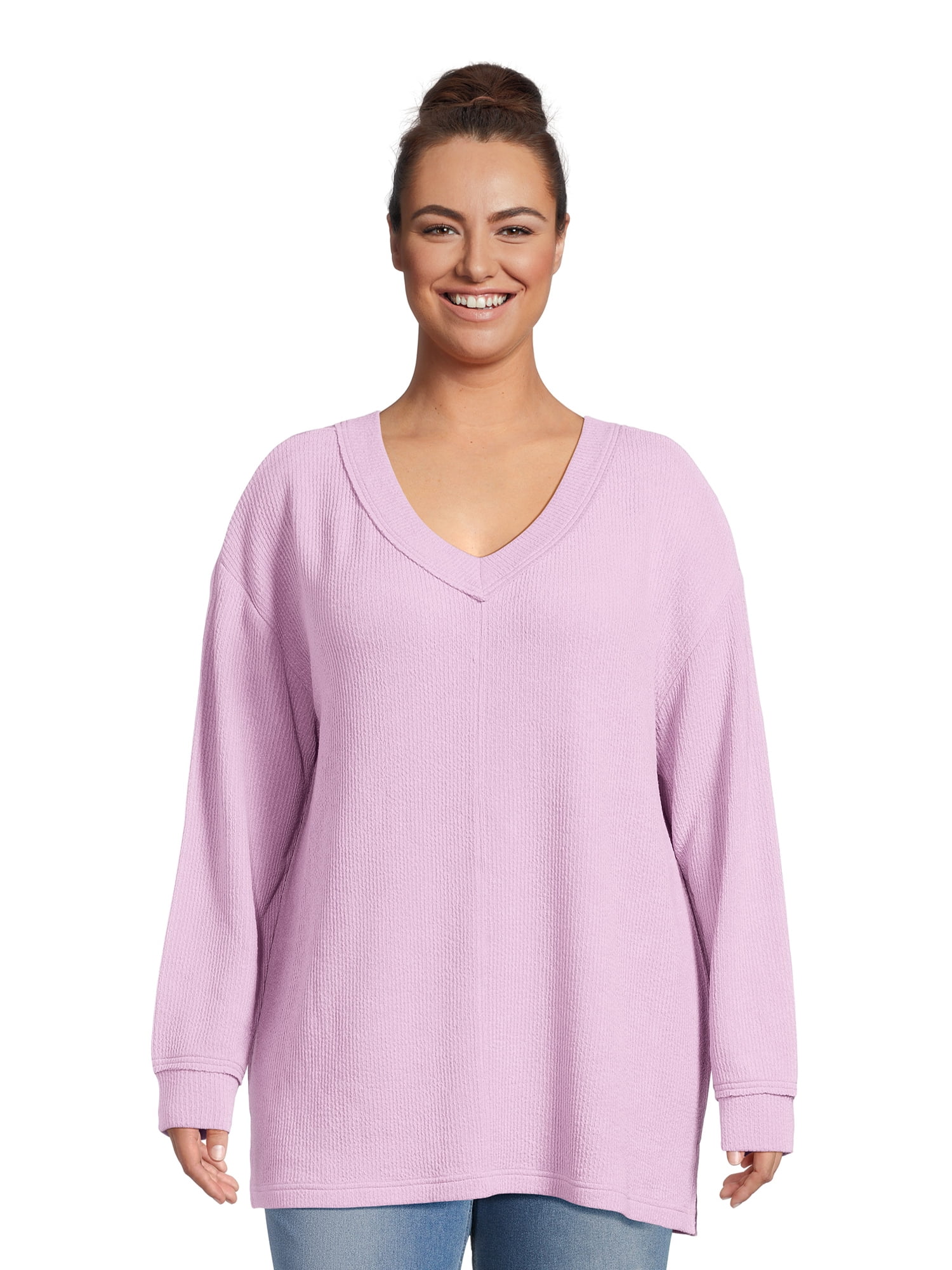 Terra & Sky Women’s Plus Size Textured Tunic Sweatshirt - Walmart.com