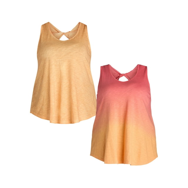 Terra And Sky Womens Plus Size Tie Back Tank Top 2 Pack Sizes 0x 5x