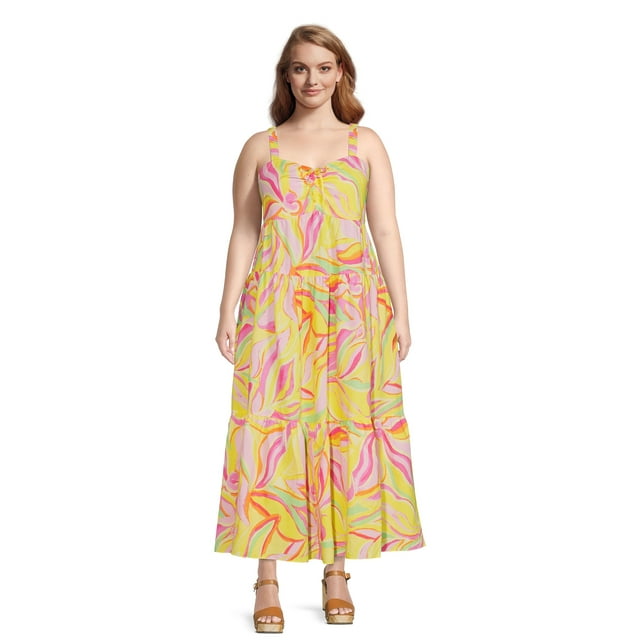 Terra And Sky Womens Plus Size Tiered Maxi Dress