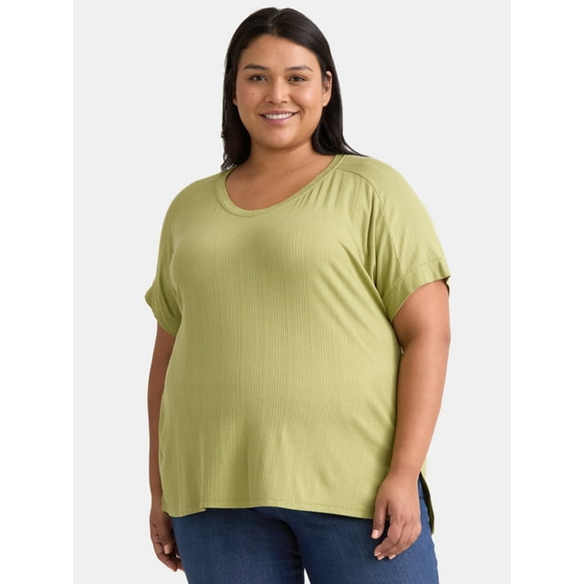 Terra & Sky Women’s Plus Size Tunic Tee with Short Sleeves, Sizes 0X-5X ...