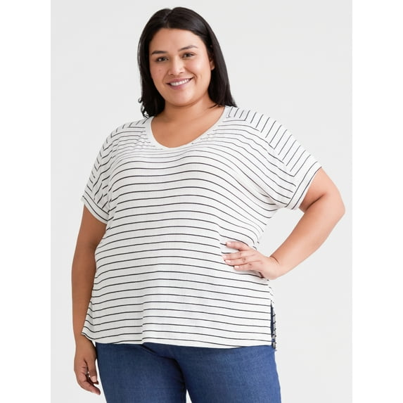 Terra & Sky Women’s Plus Size Tunic Tee with Short Sleeves, Sizes 0X-5X ...