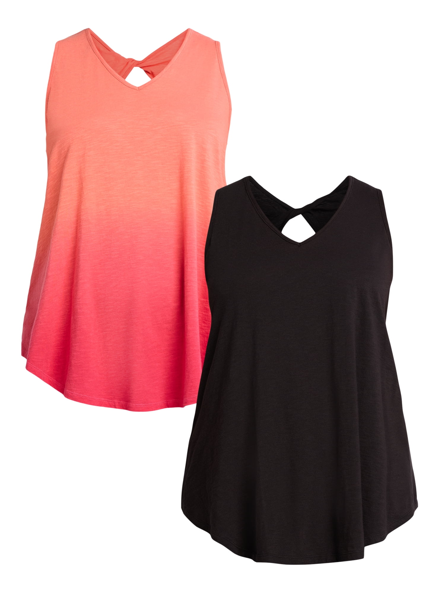 Terra & Sky Women’s Plus Size Twist Back Cotton Tank Top, 2-Pack, Sizes ...