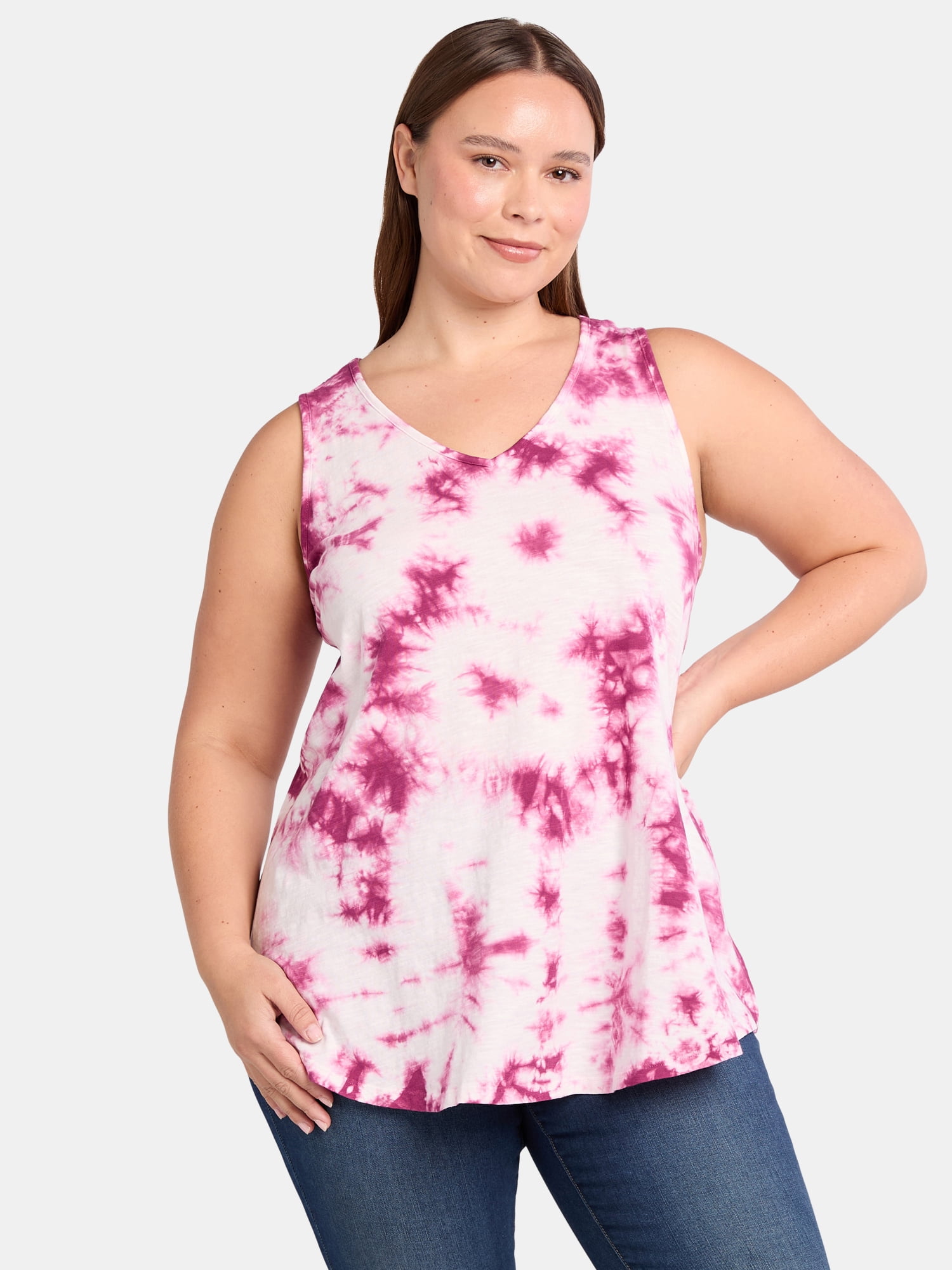 Terra & Sky Women’s Plus Size Twist Back Tank Top V-neck Sleeveless ...