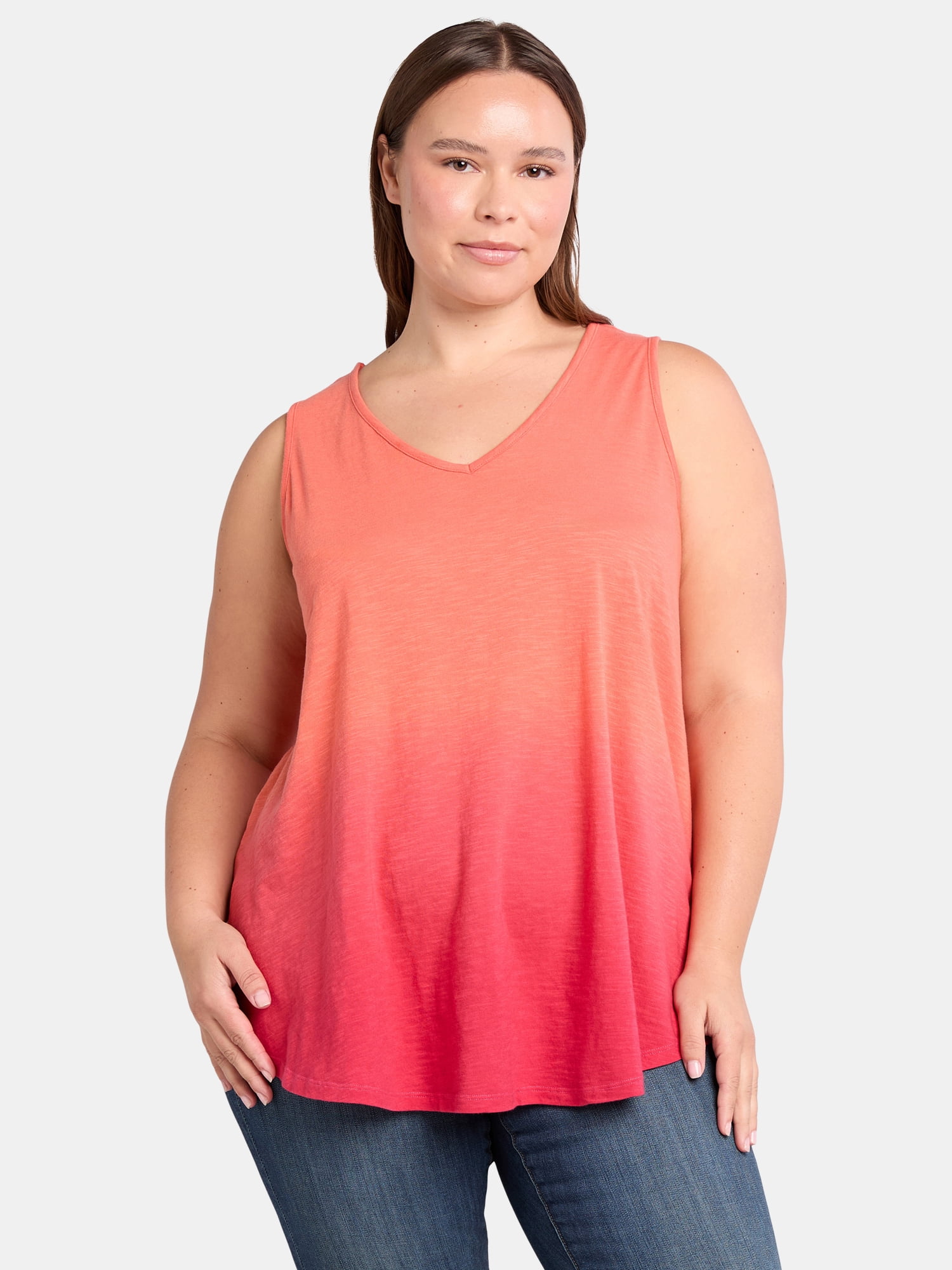 Terra & Sky Plus Size Twist Back Tank Top, Soft Cotton, V-Neck ...