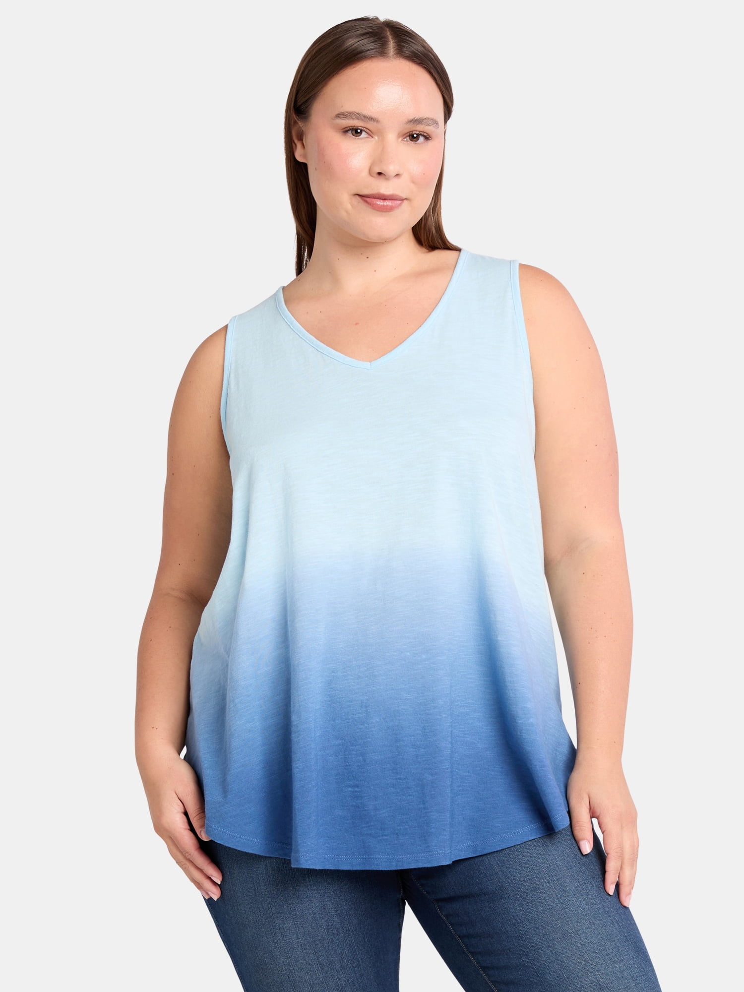 Terra & Sky Women's Plus Size Sleeveless Twist Back Tank Top, V-Neck ...