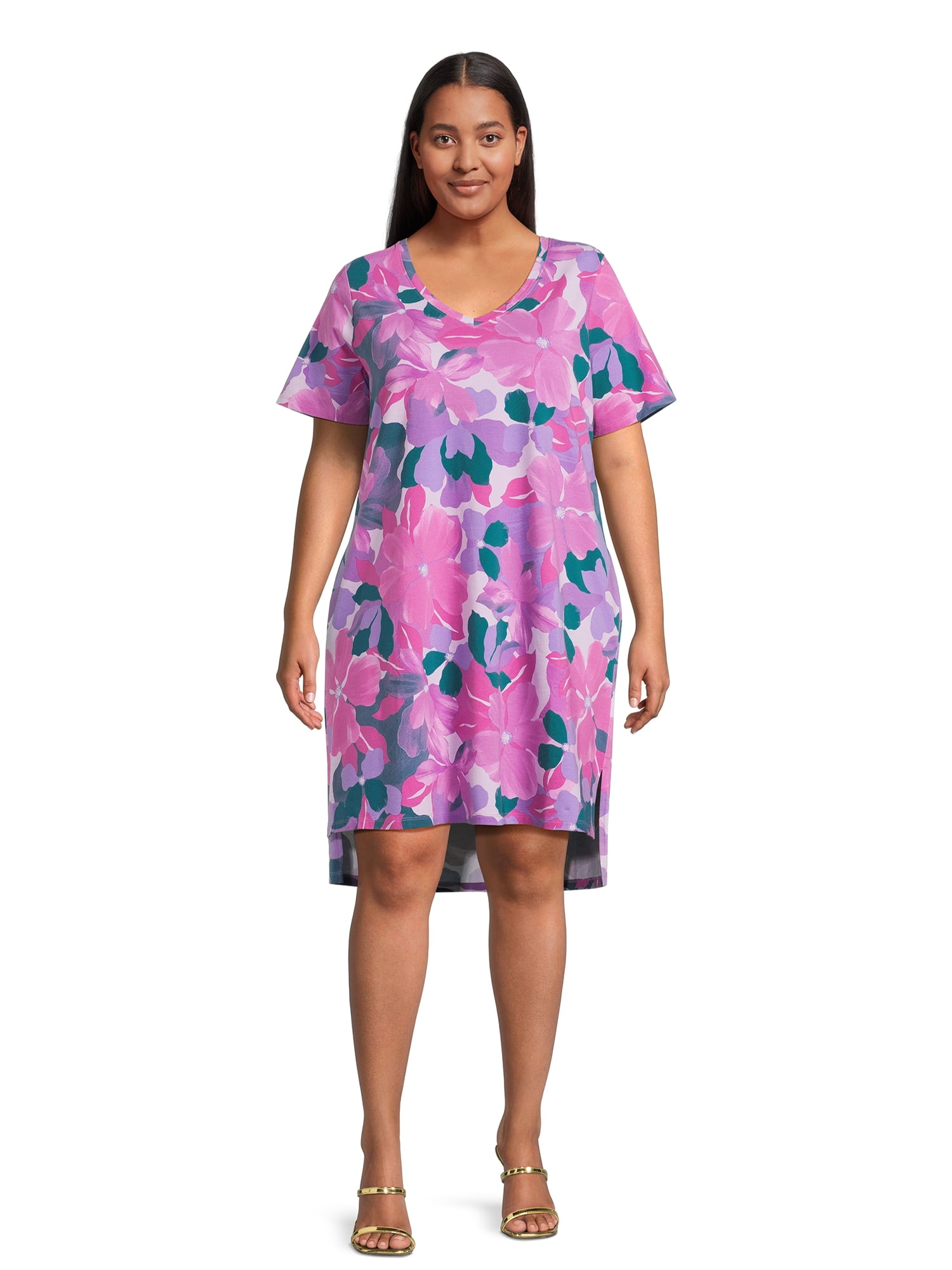 Terra & Sky Women?s Plus Size V-Neck Step Dress, Sizes 0X-5X - Walmart.com