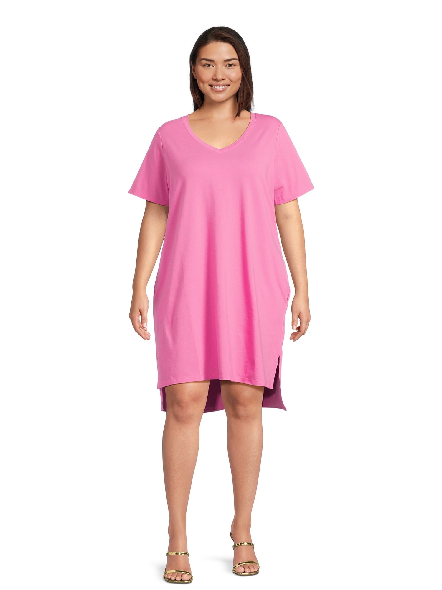 Terra & Sky Women’s Plus Size V-Neck Step Dress, Sizes 0X-5X - Walmart.com