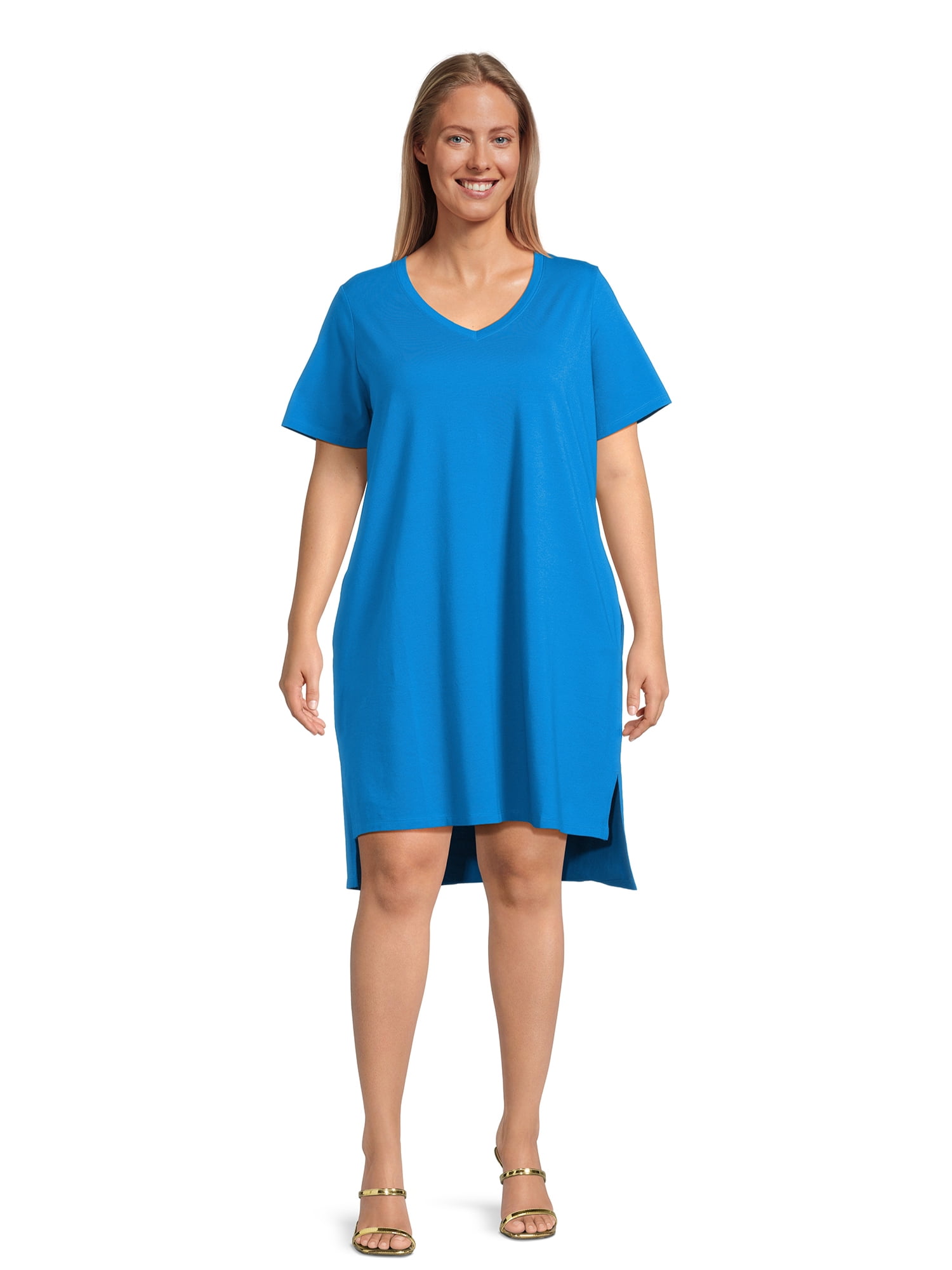 Terra & Sky Women’s Plus Size V-Neck Step Dress, Sizes 0X-5X - Walmart.com