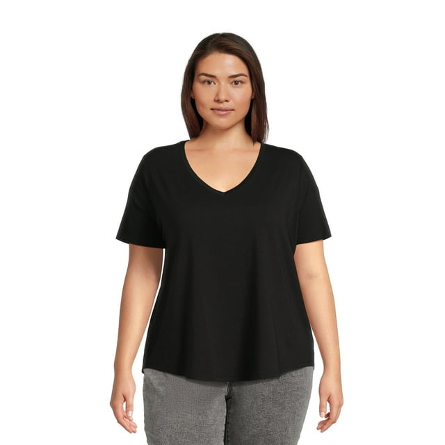 Terra & Sky Women’s Plus Size V-Neck Tee - Walmart.com