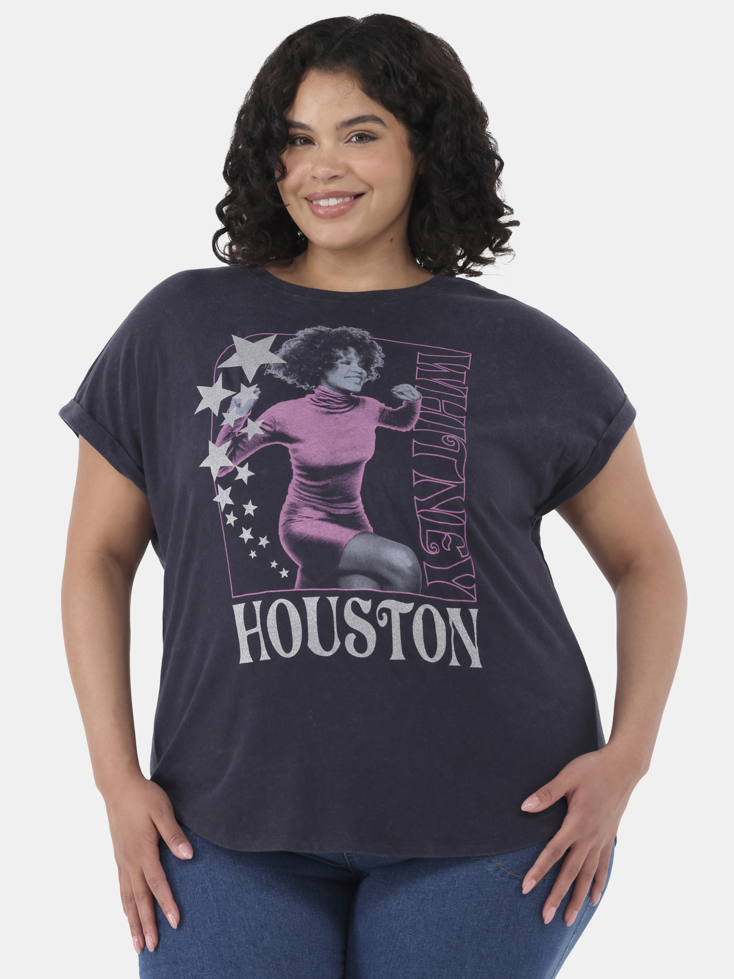 Terra & Sky Women's Plus Size Whitney Houston Graphic Tee with Short Sleeves, Sizes 0X-5X ...