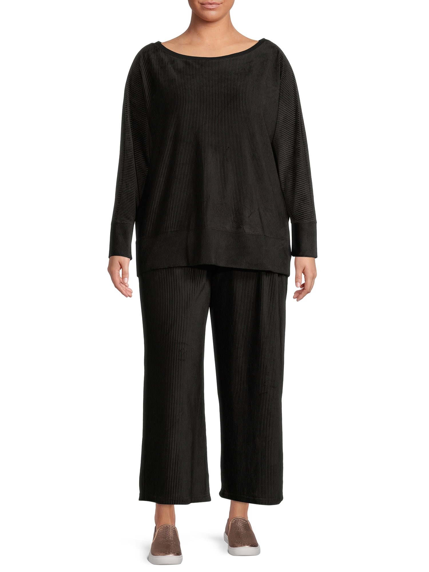 Terra & Sky Women's Plus Size Wide Leg Velour Set, 2-Piece - Walmart.com