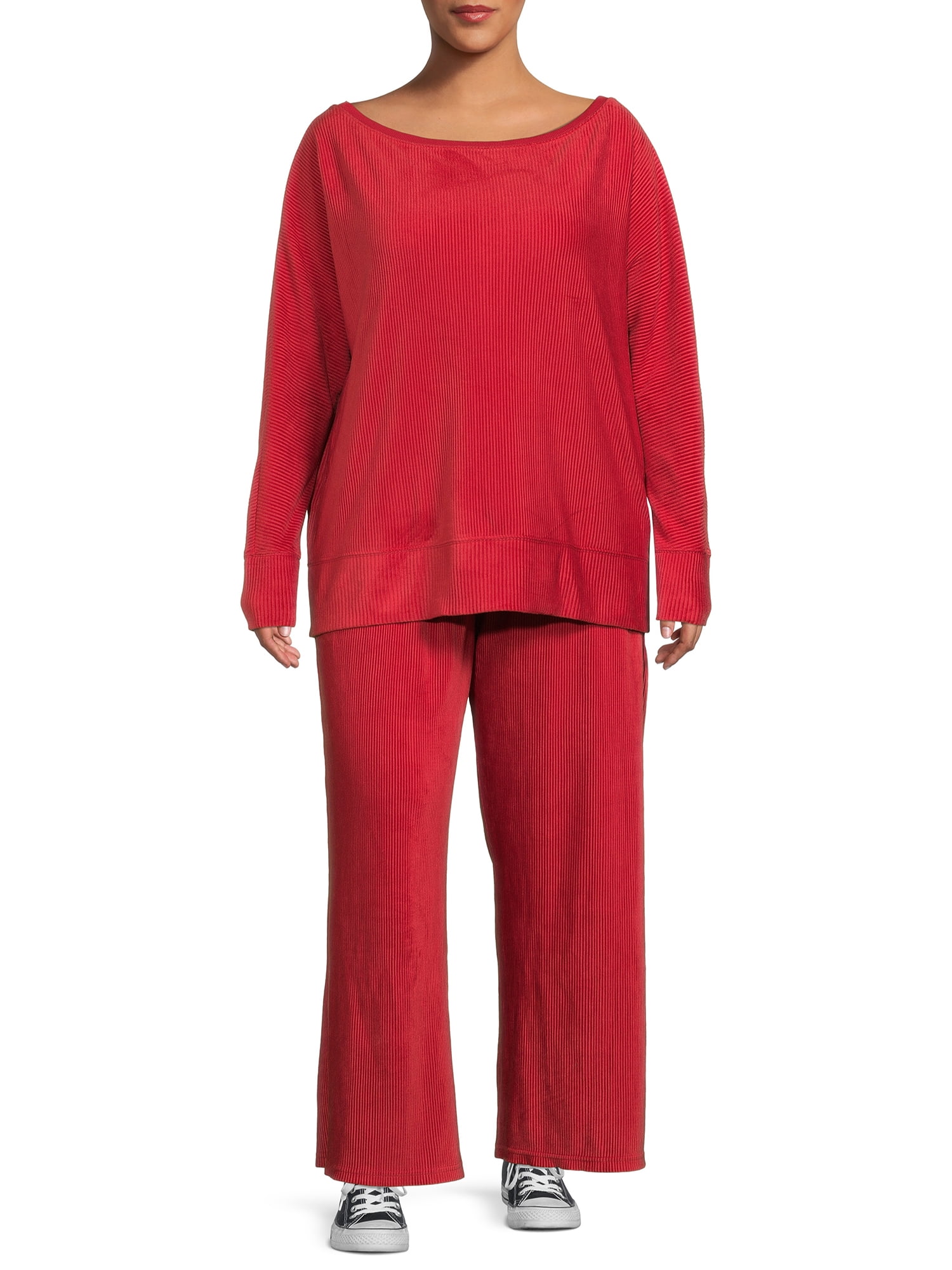Terra & Sky Women's Plus Size Wide Leg Velour Set, 2-Piece - Walmart.com