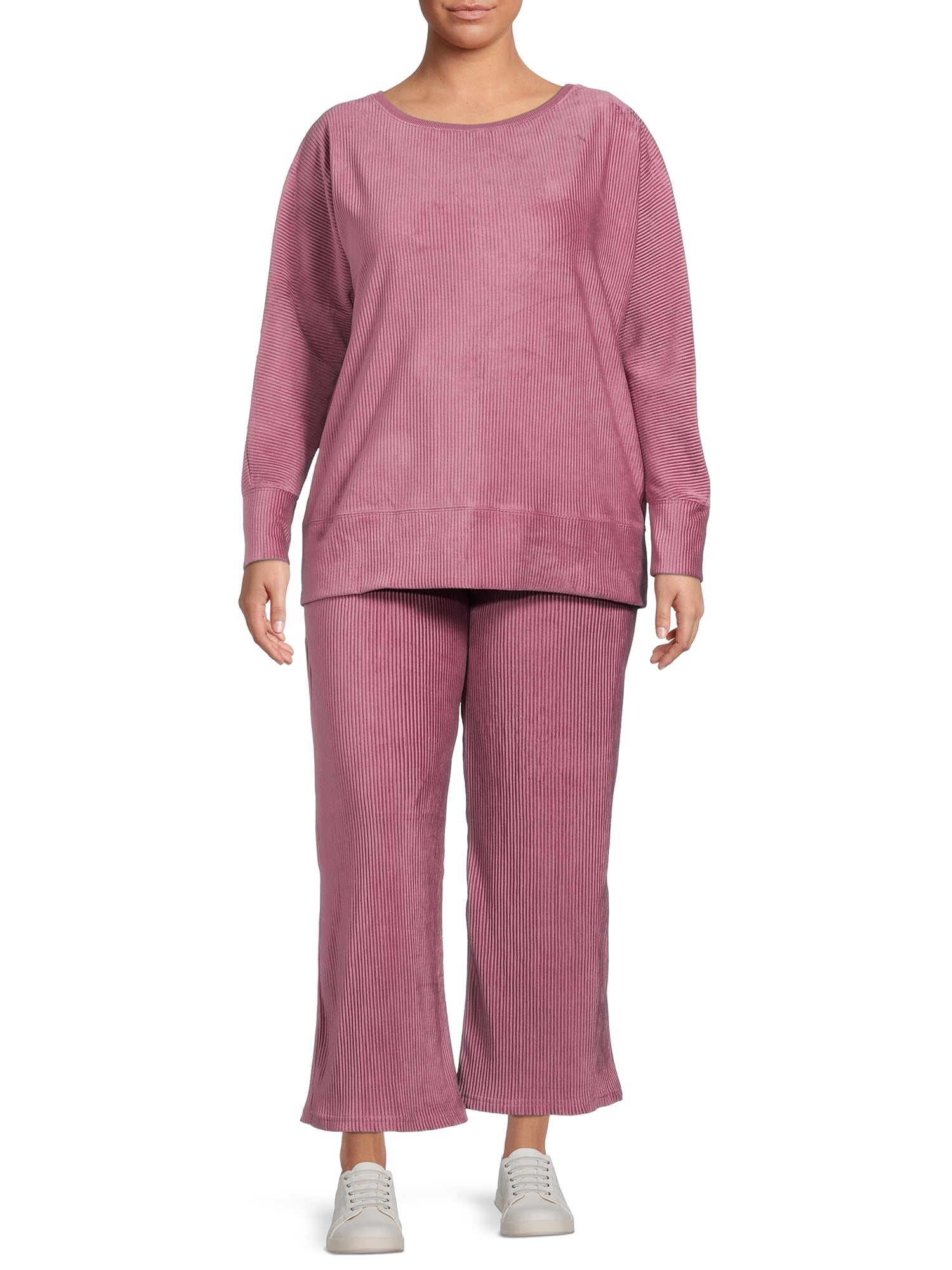 Terra & Sky Women's Plus Size Wide Leg Velour Set, 2-Piece - Walmart.com