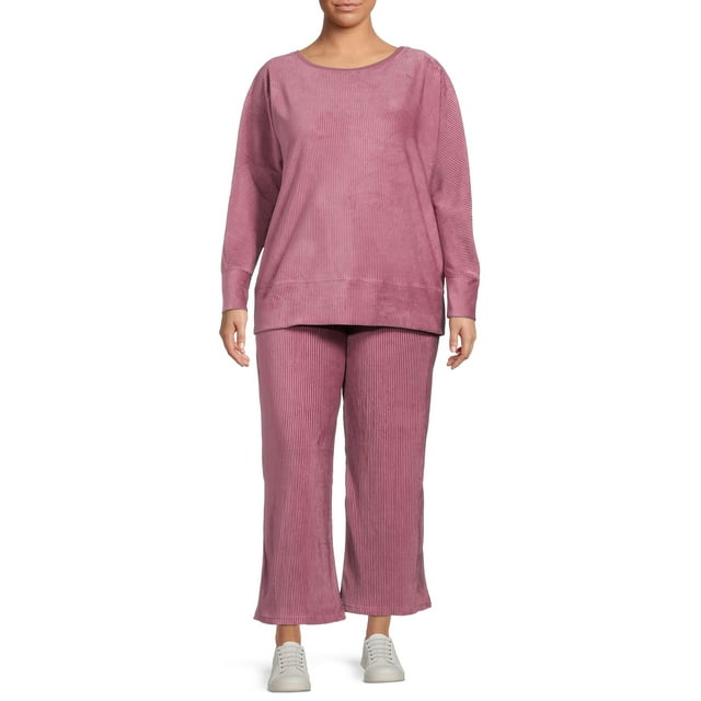 Terra & Sky Women's Plus Size Wide Leg Velour Set, 2-Piece - Walmart.com