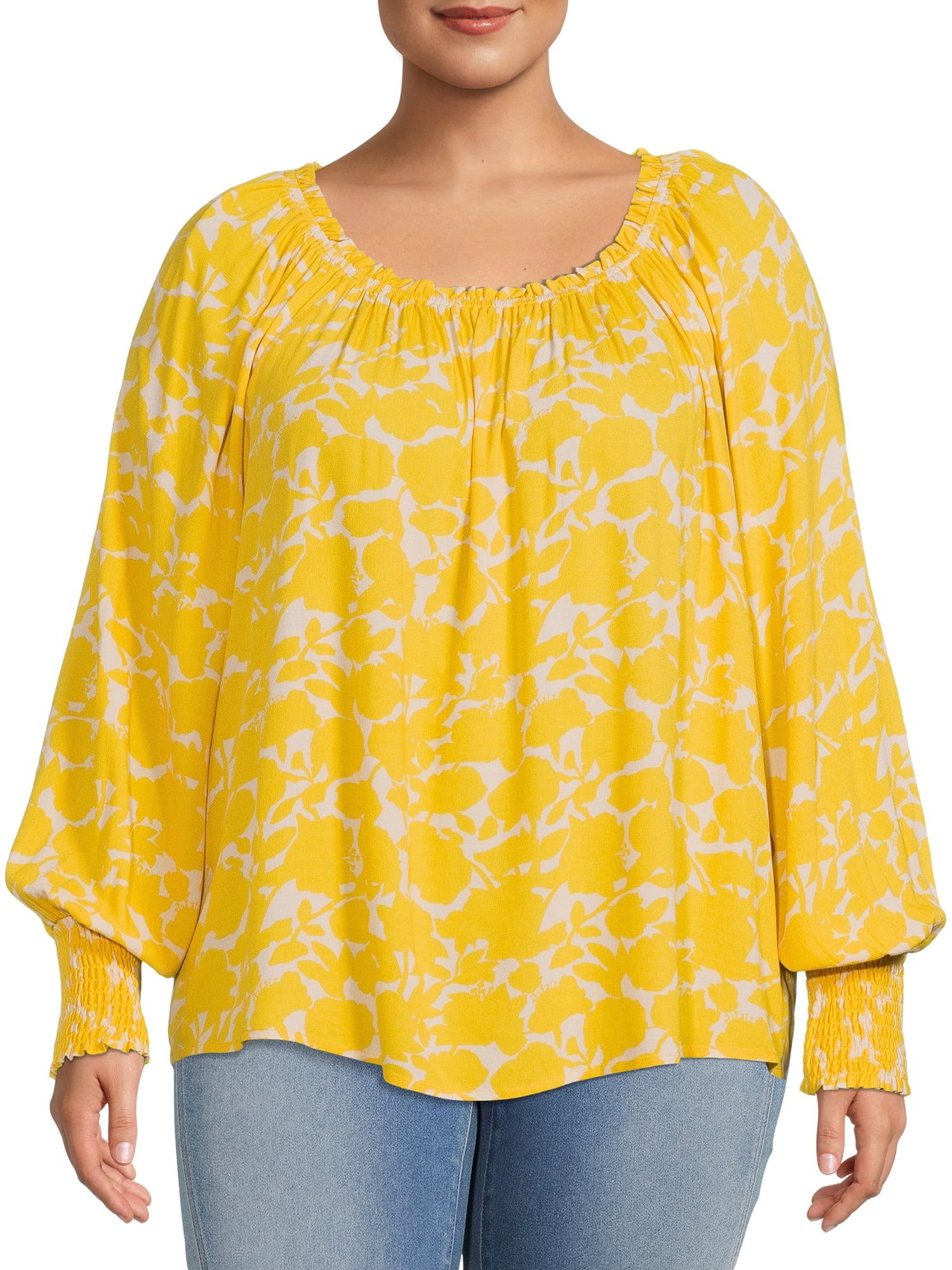 Terra & Sky Plus Size Woven Top - Lightweight & Elegant - Walmart.com