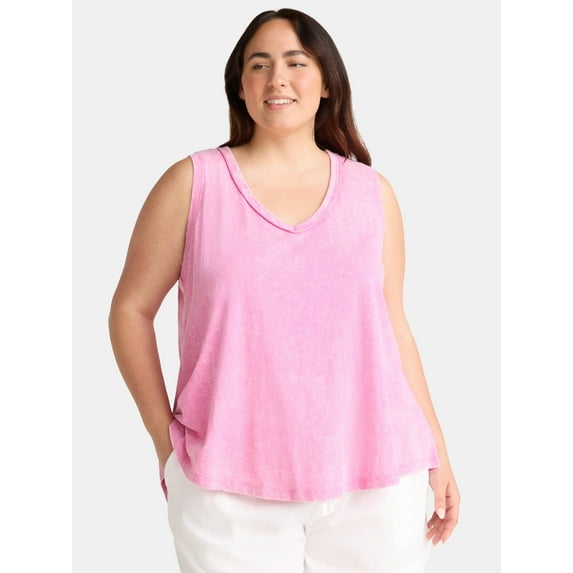 Terra & Sky Women's Plus Slub Cotton Swing Tank Top Size 0X-5X ...