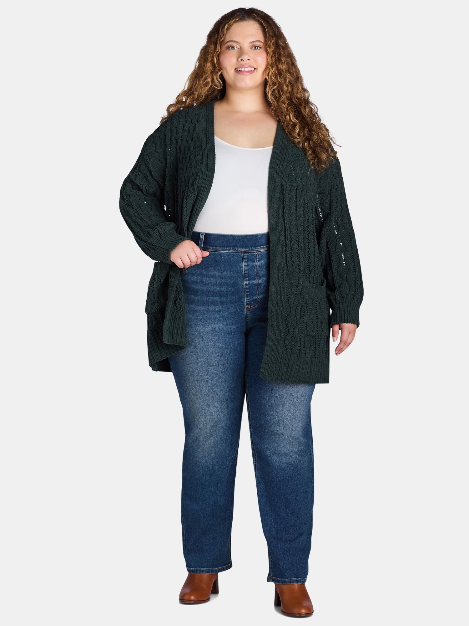 Terra & Sky Women’s Plus Straight Leg Jeggings, 29” Inseam, Sizes 0X-4X ...