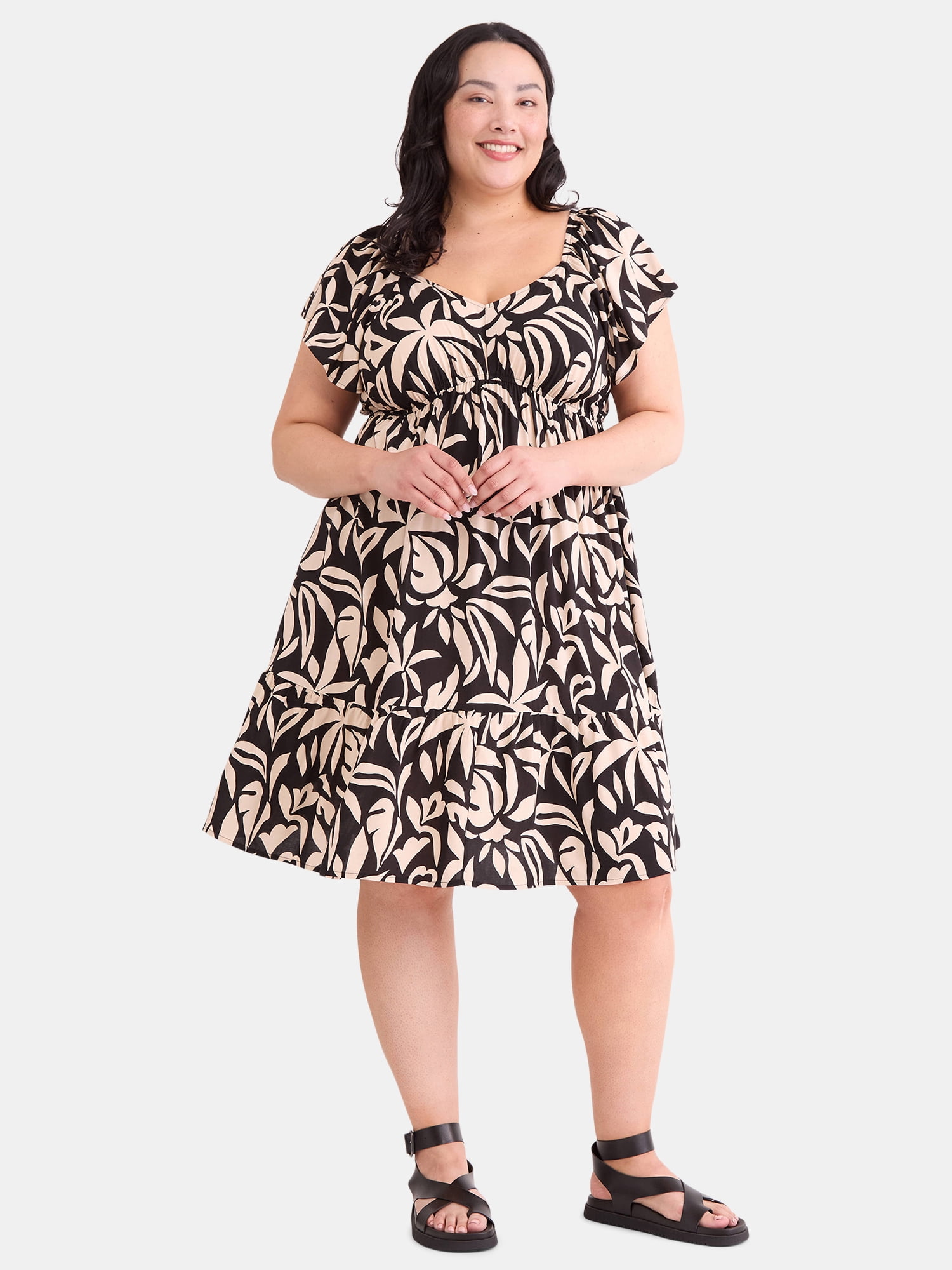 Terra & Sky Women's Plus Sweetheart Mini Dress with Ruffle Hem Short ...