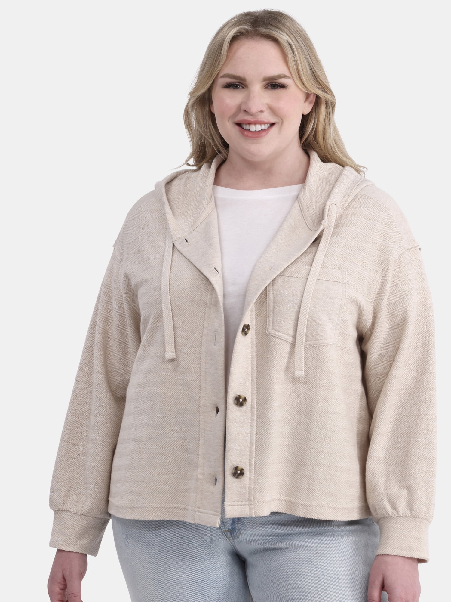 Terra & Sky Plus Size Textured Hoodie - Stylish - Walmart.com
