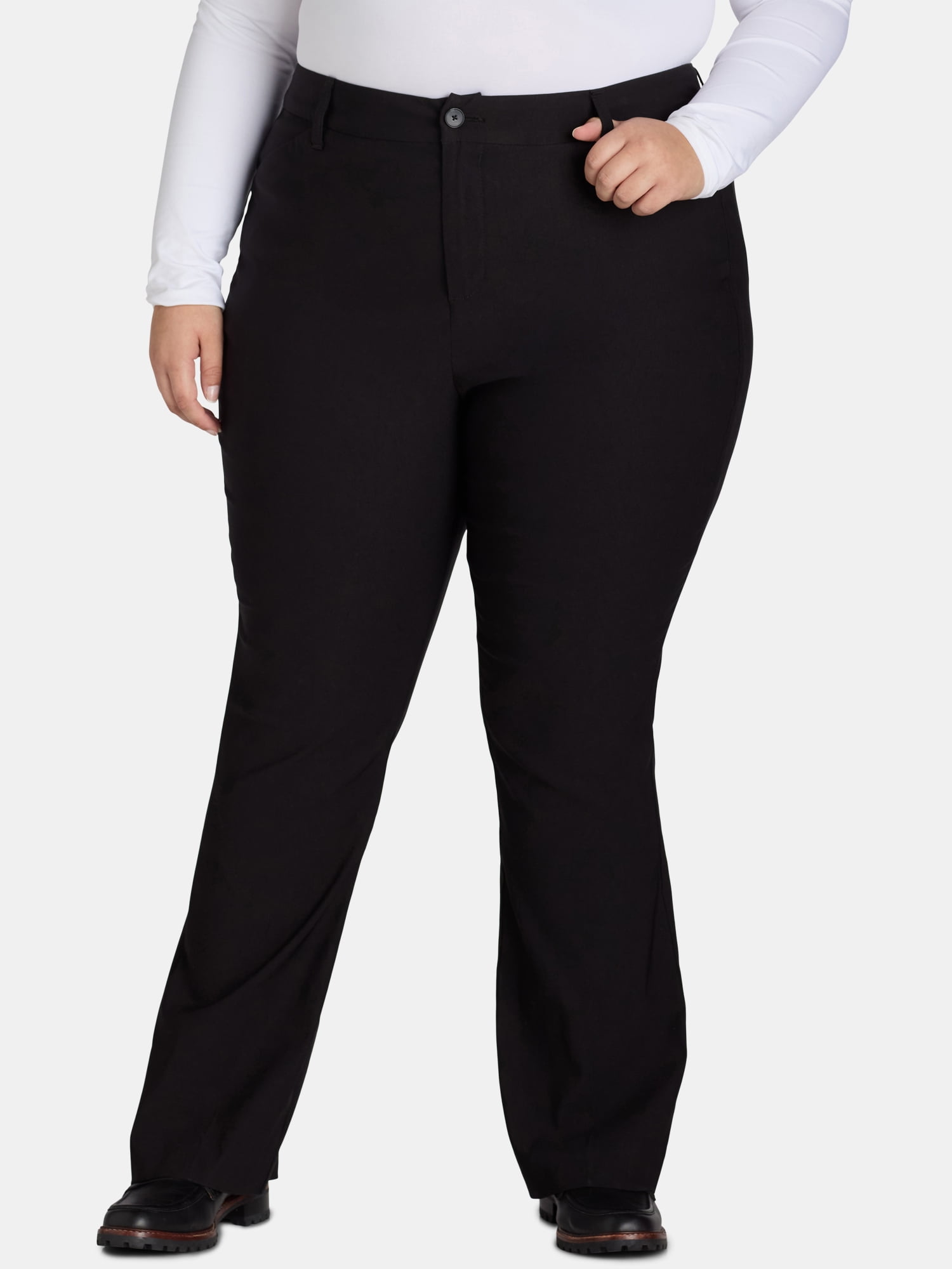 Terra & Sky Women's Plus Wear to Work Bootcut Pants, 30” Inseam, Sizes ...