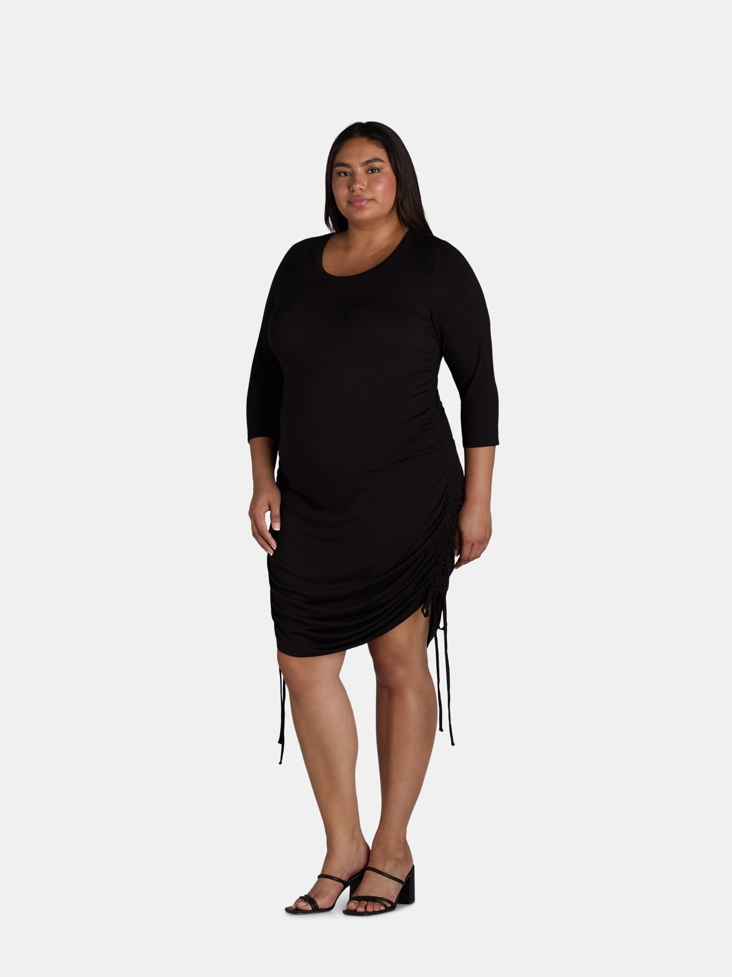 Terra & Sky women's Ruched Knit Midi Dress - Walmart.com