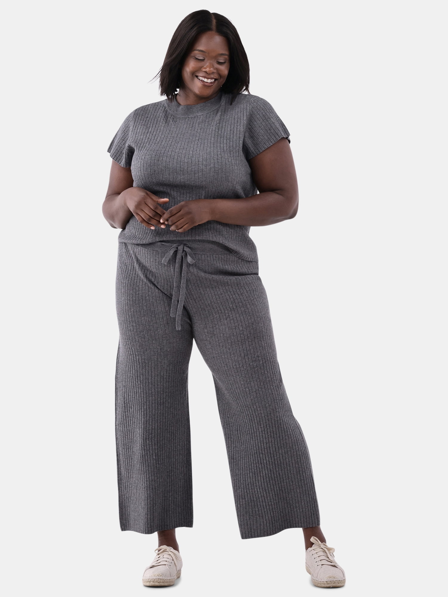 Terra & Sky Women's Plus Size Top and Pants Sweater Set, 2-Piece ...