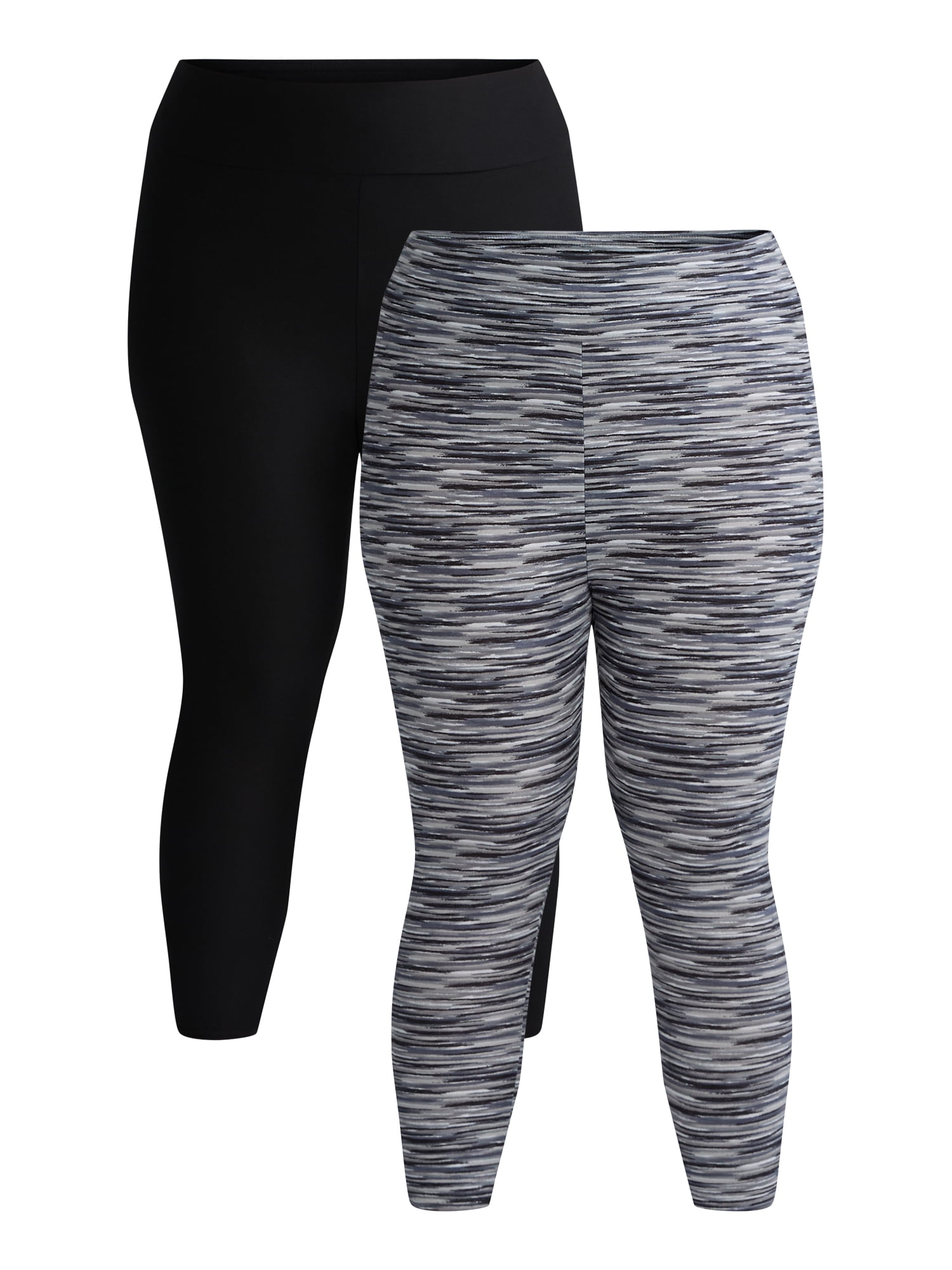 Terra & Sky Women's Plus Capri Leggings 2-Pack Fitted Pull-On Sporty ...