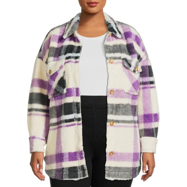 Terra & Sky's Women's Plus Size Long Sleeve Oversized Faux Sherpa ...