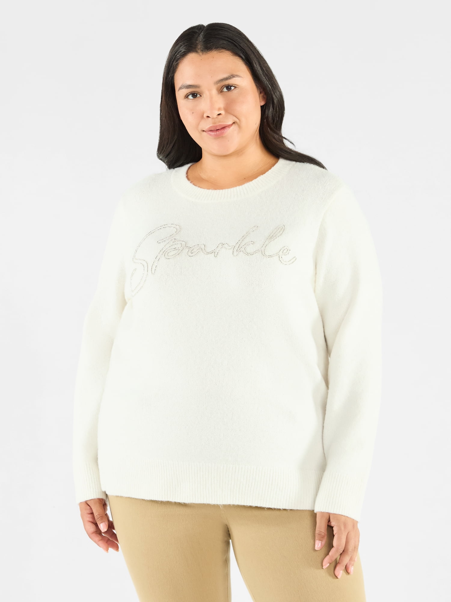 Terra and Sky Women's Plus Long Sleeve Talking Sweater, Sizes 0X- 5X ...