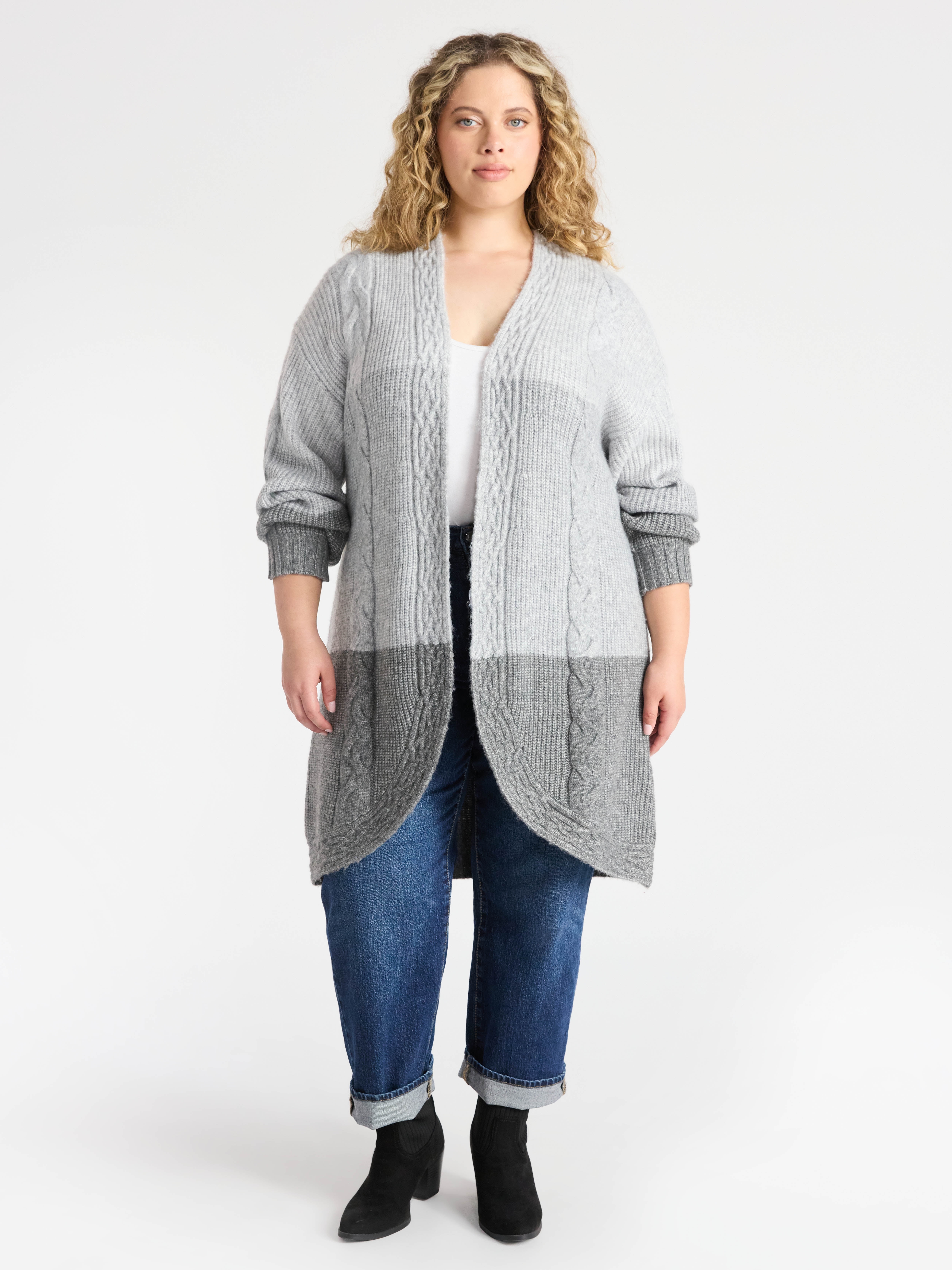 Terra & Sky Women's Plus Open Front Cardigan Sweater, Midweight, Size ...