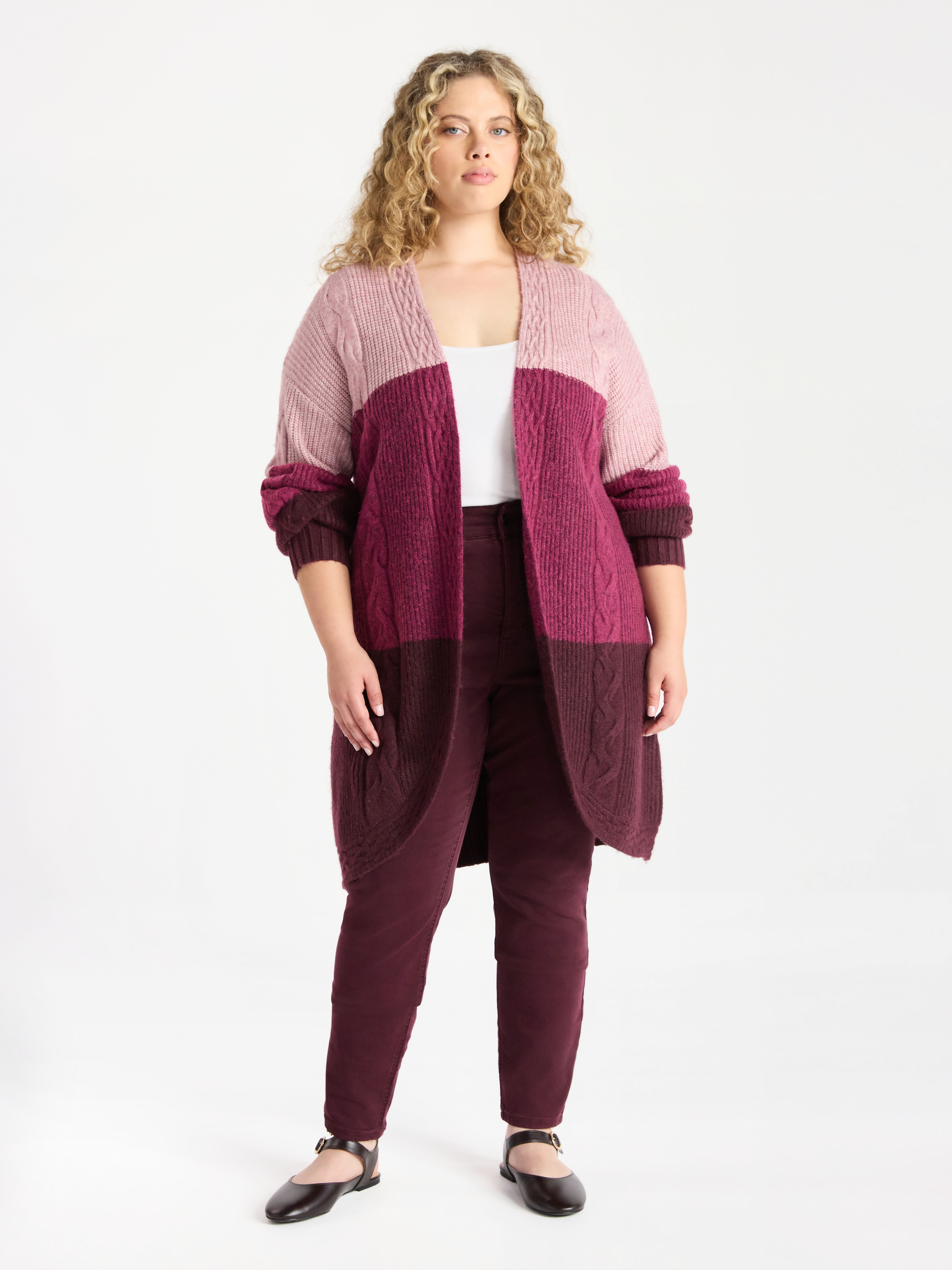 Terra & Sky Women's Plus Open Front Cardigan Sweater, Midweight, Size ...